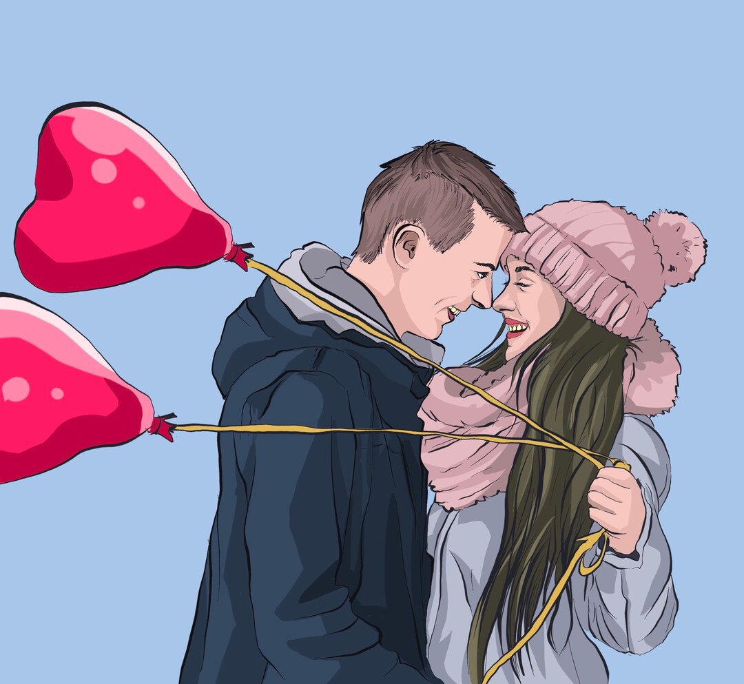 Custom Illustrated Portrait - Custom Gifts - Couple Portraits - One ...