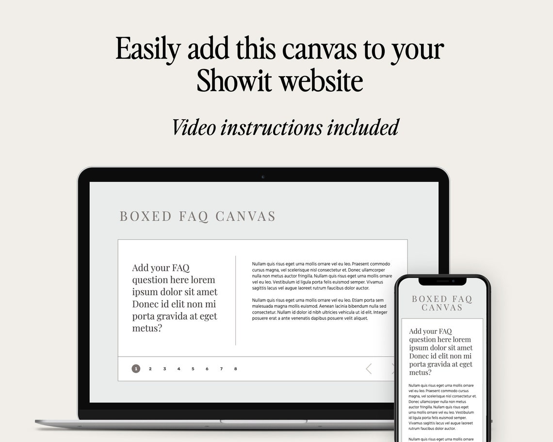FAQ Showit Template, Premium Showit Website Template, FAQ Add-on Canvas ...