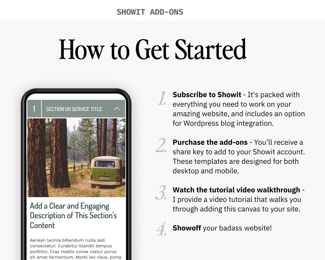 Accordion Showit Template, Premium Showit Website Template, Add-on ...