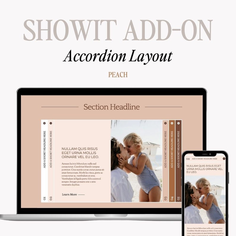 Accordion Showit Template Peach, Premium Showit Website Template, FAQ ...