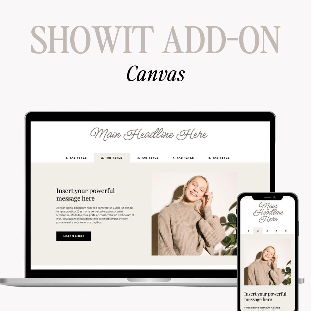 Showit Add-on Canvas Template: Horizontal Tabs, FAQ (digital Download ...