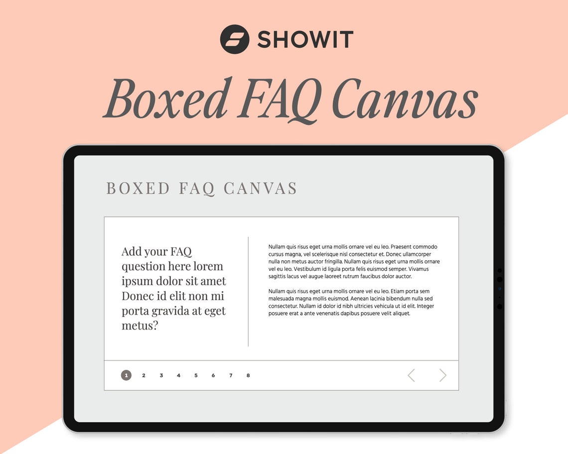 FAQ Showit Template, Premium Showit Website Template, FAQ Add-on Canvas ...