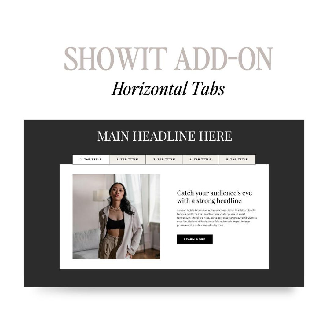 Showit Add-on Canvas Template Horizontal Tabs, Premium Showit Website, FAQ, Showit Template for ...