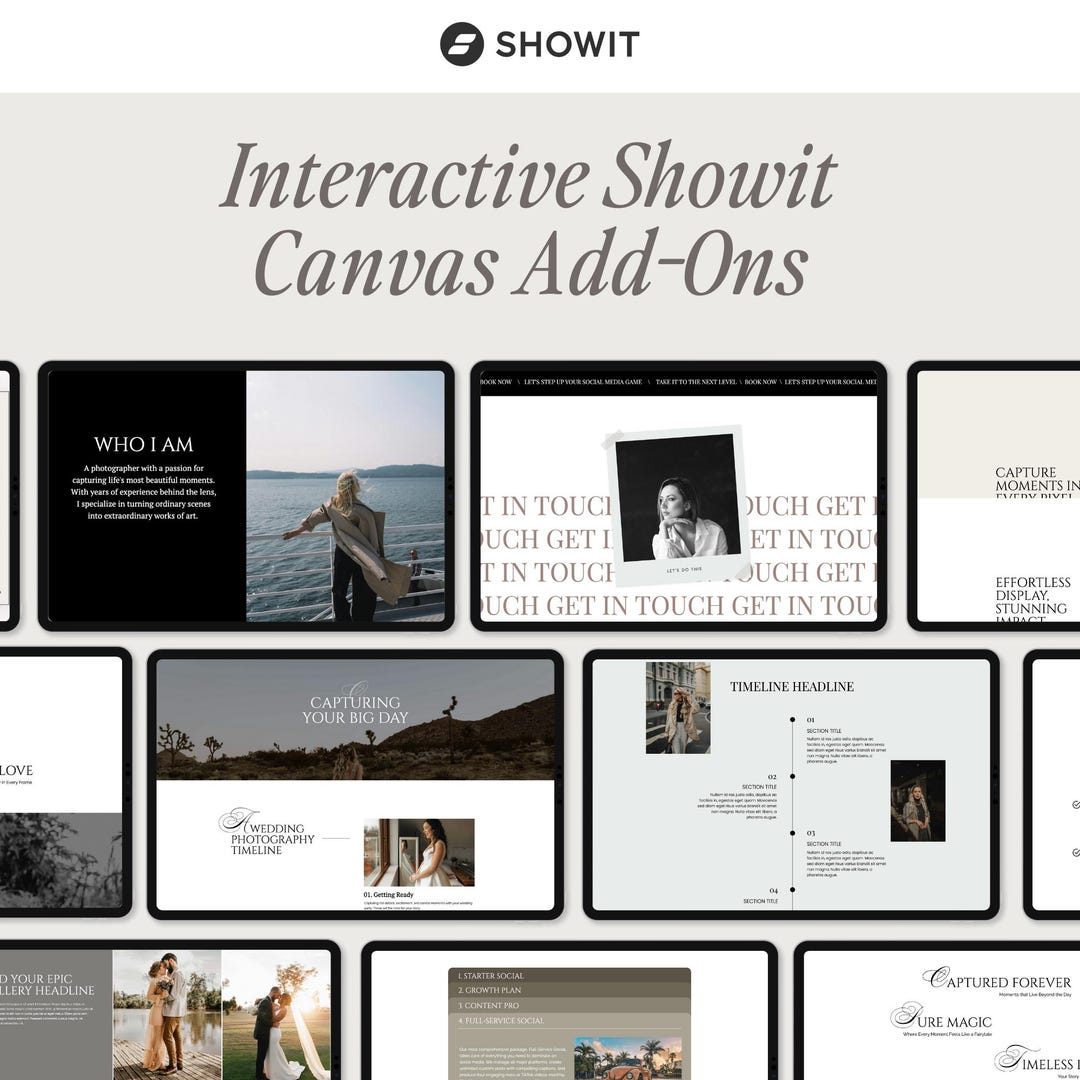 Showit Website Template: Interactive Canvas Add-ons for Photographers - Etsy