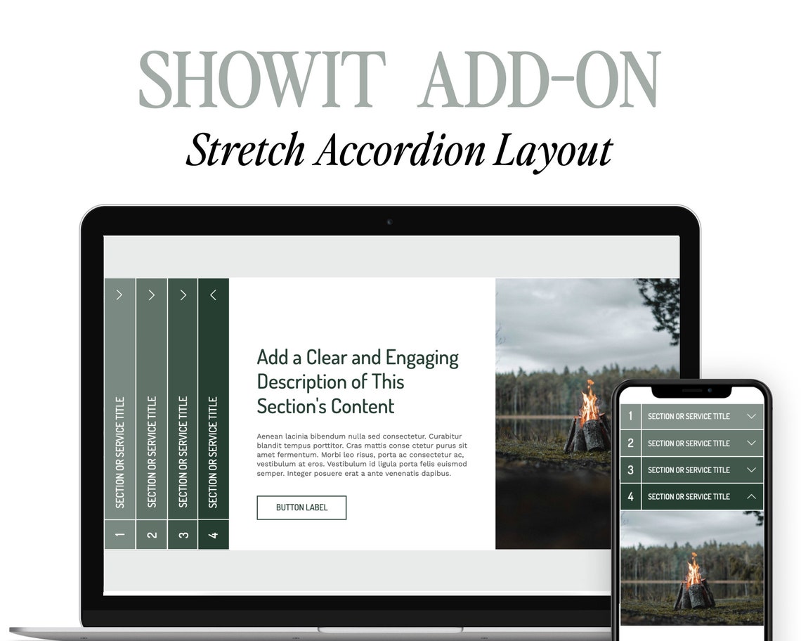 Accordion Showit Template, Premium Showit Website Template, Add-on ...
