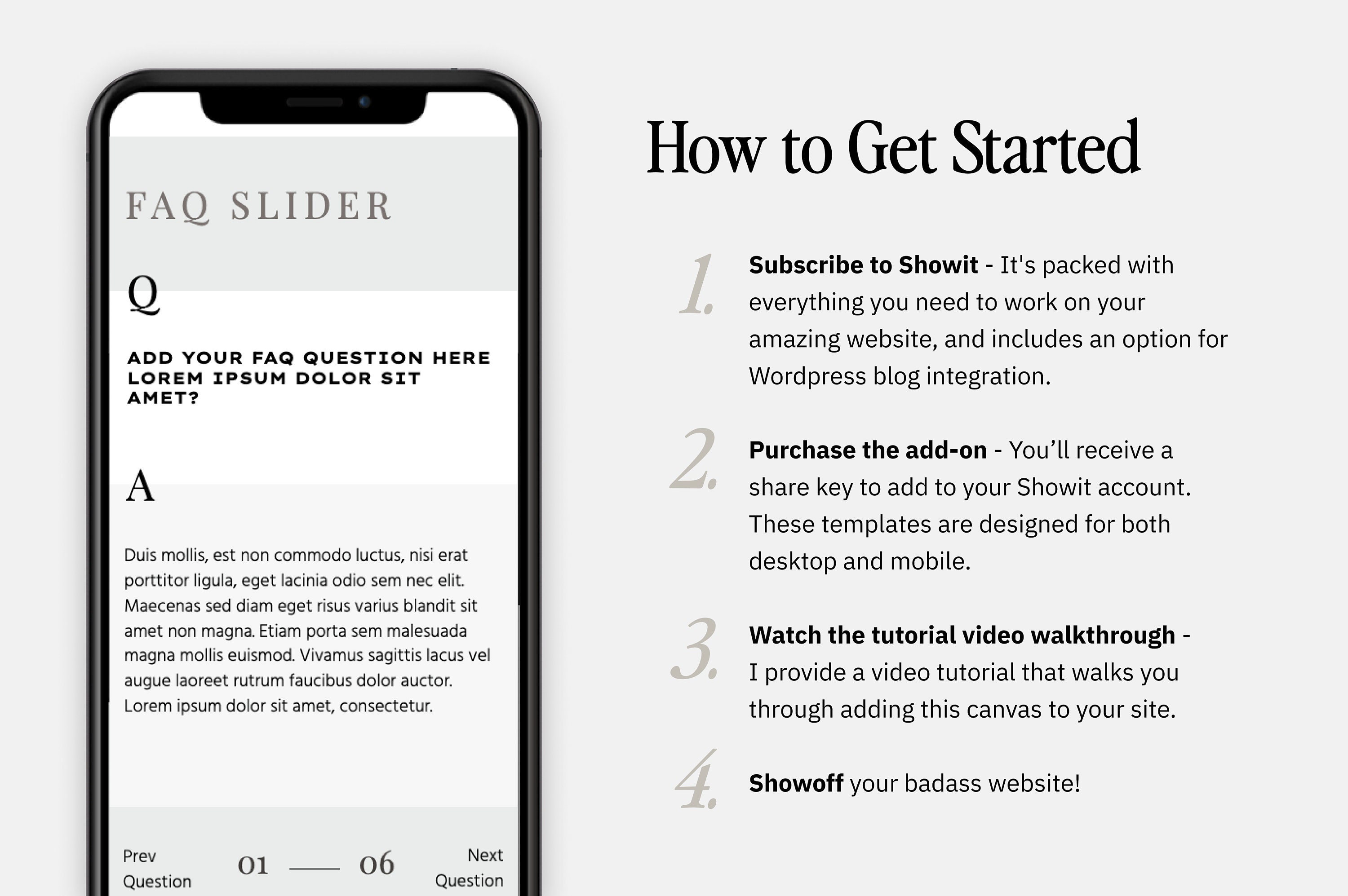 Showit Template FAQ Slider: Premium Showit Website Template, FAQ Add-on ...