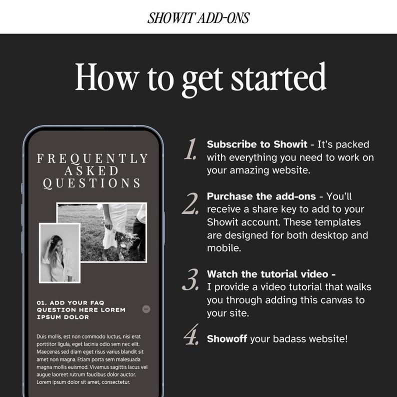 Accordion Showit Template, Premium Showit Website Template, FAQ Add-on ...