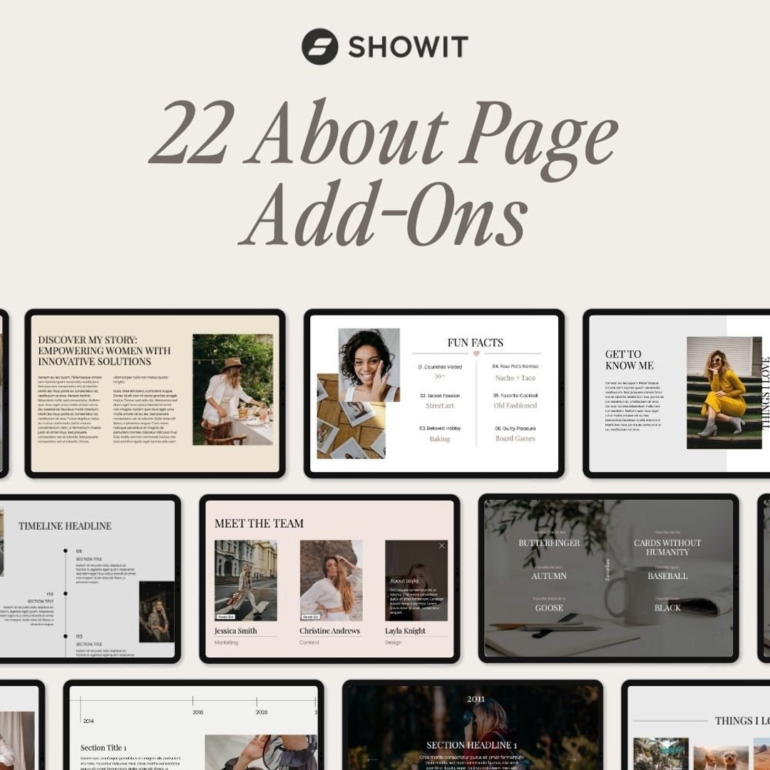 Showit Add-on Canvas Bundle for About Pages, Website Template, Showit Website Template for a ...