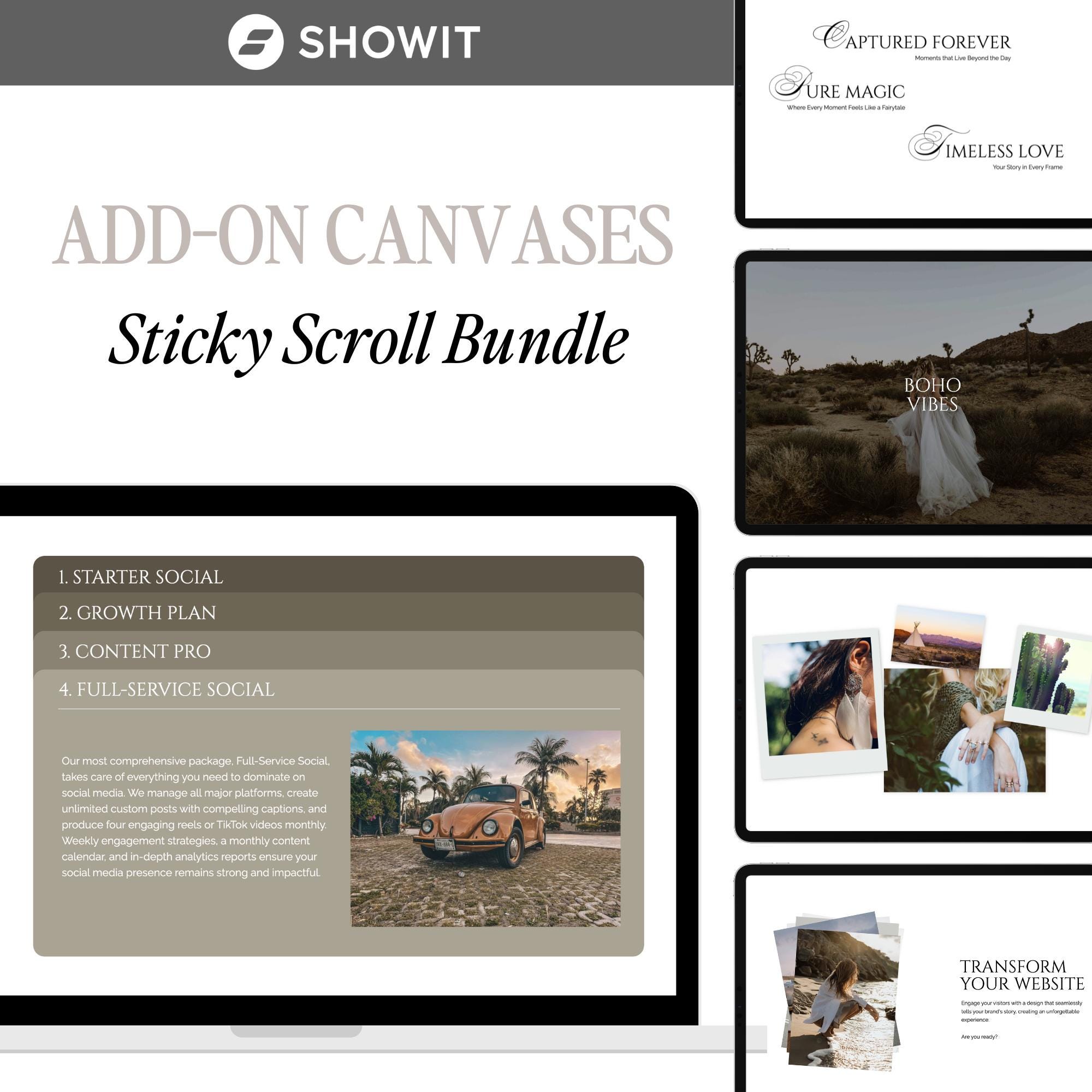 Showit Website Template Sticky Scroll Bundle, Canvas Add-ons - Showit ...