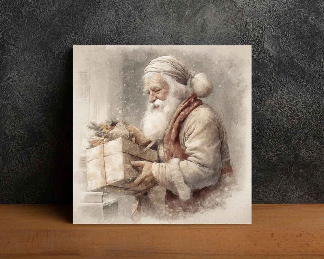 Vintage Santa Claus Canvas Wall Art Print, Christmas Decor, Christmas Wall Art, Holiday Decor ...