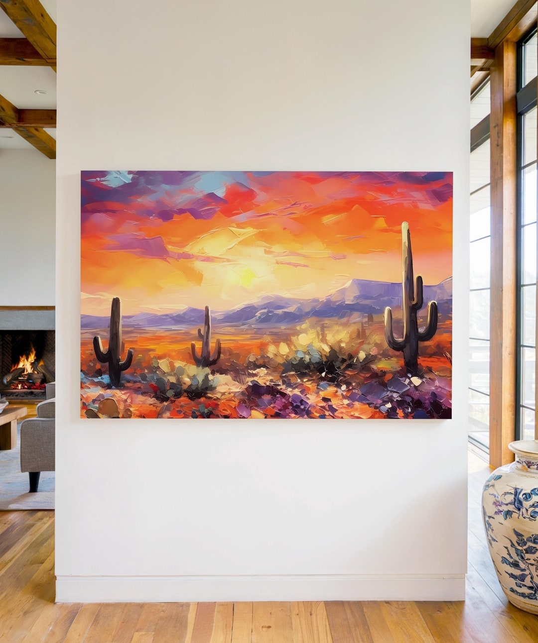 Desert Sunset Canvas Wall Art Print, Desert Wall Decor, Southwestern ...