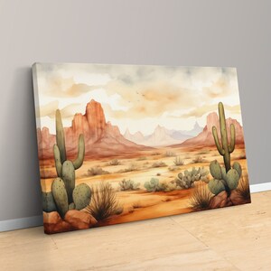 Watercolor Desert Landscape Canvas Wall Art Print, Desert Decor ...