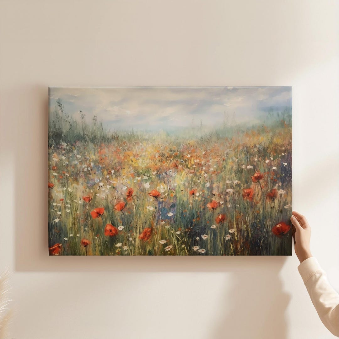 Flower Meadow Canvas Wall Art Print, Wildflower Field Art, Floral Wall ...