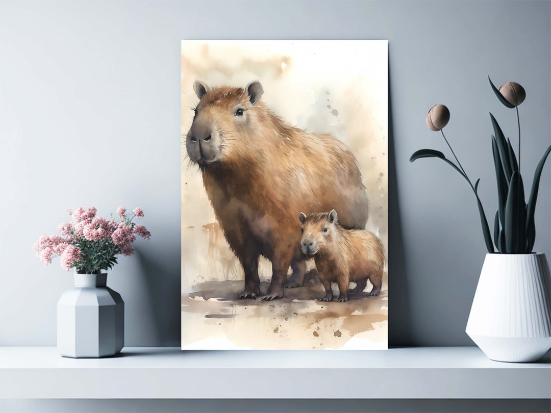 Capybara Family Canvas Wall Art Print, Capybara Decor, Capybara Lover ...