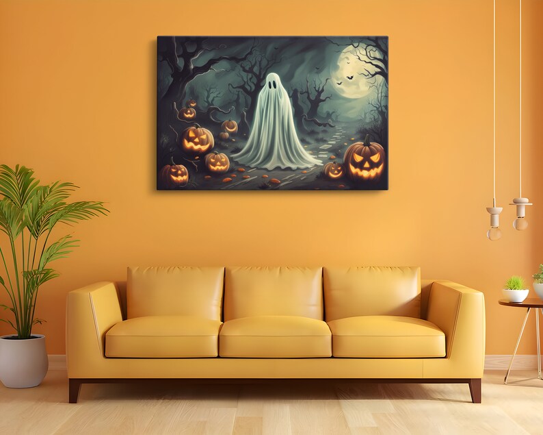 Retro Ghost Canvas Wall Art Print Halloween Decor Gothic - Etsy