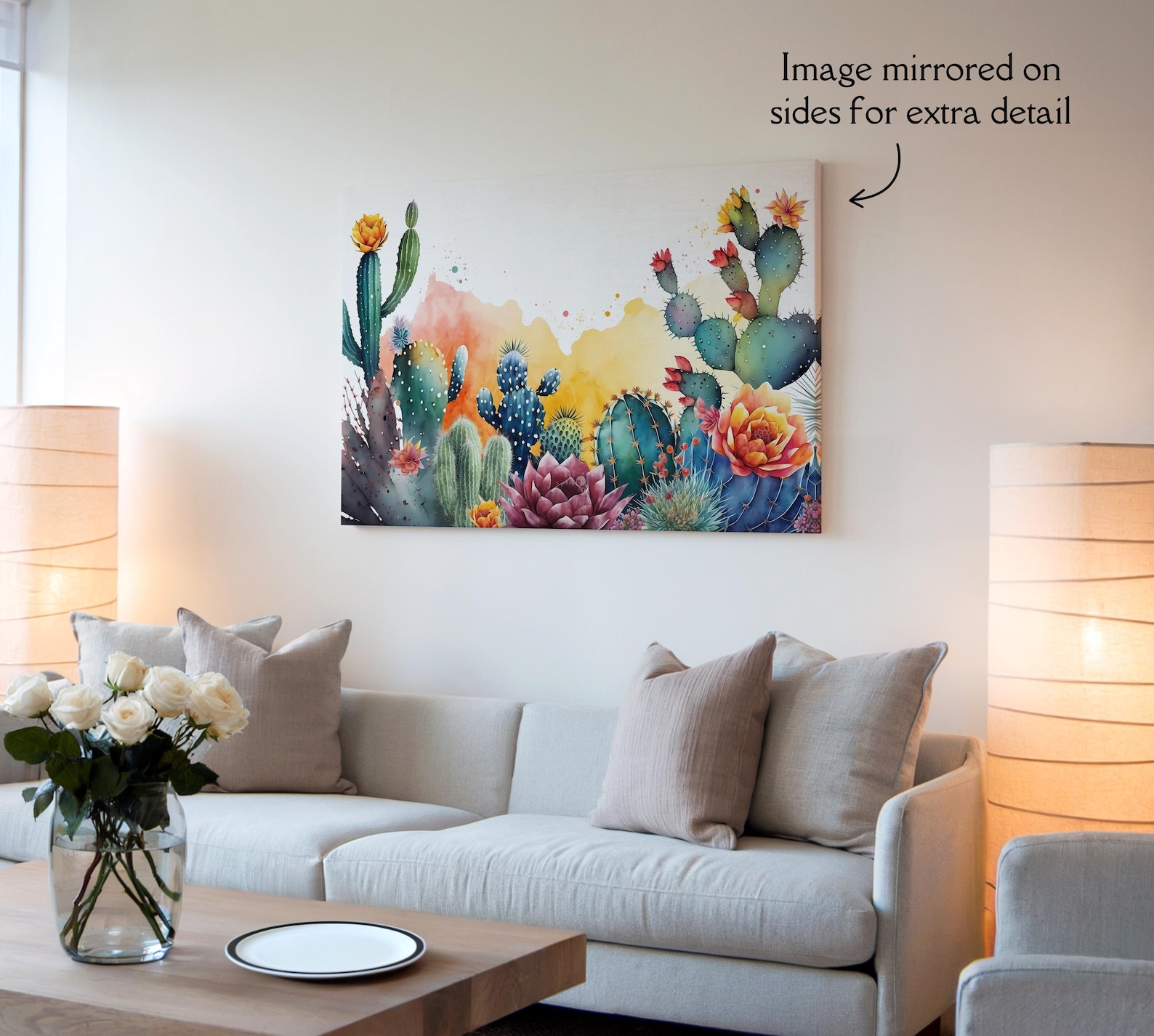 Watercolor Cactus Canvas Wall Art Print, Cactus Decor, Desert Wall Art ...