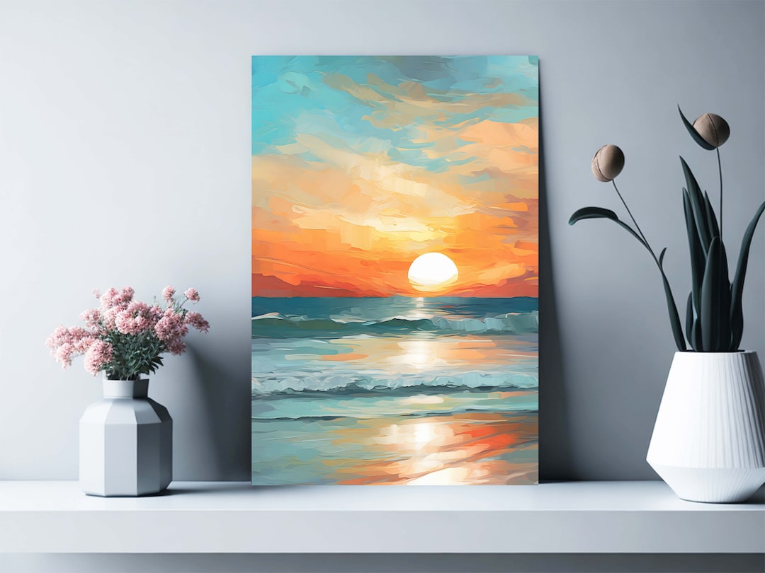 Ocean Sunset Canvas Wall Art Print Ocean Decor Sunset Decor - Etsy