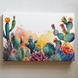 Watercolor Cactus Canvas Wall Art Print, Cactus Decor, Desert Wall Art ...