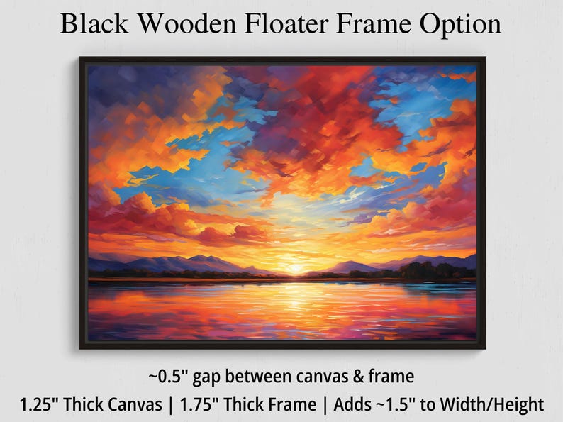 Lake Sunset Canvas Wall Art Print, Sunset Decor, Sunset Wall Art, Lake ...