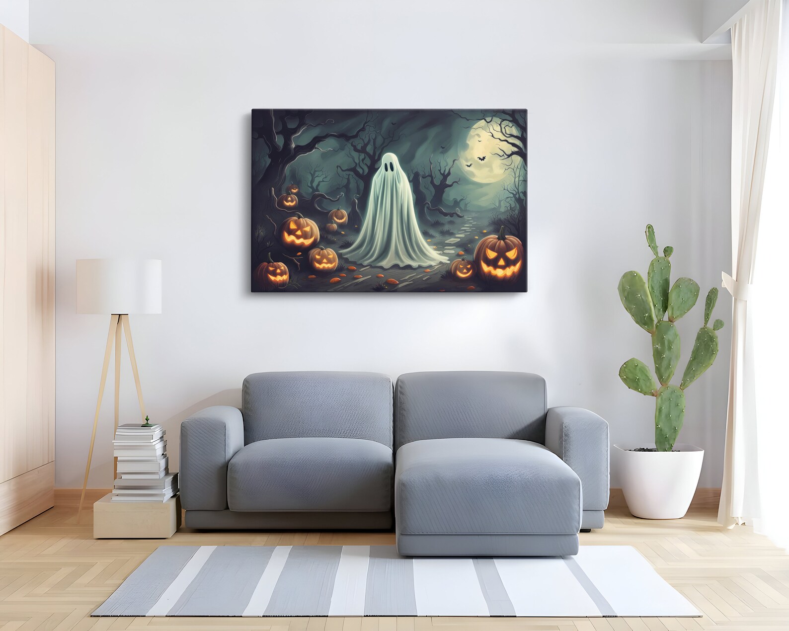 Retro Ghost Canvas Wall Art Print Halloween Decor Gothic - Etsy