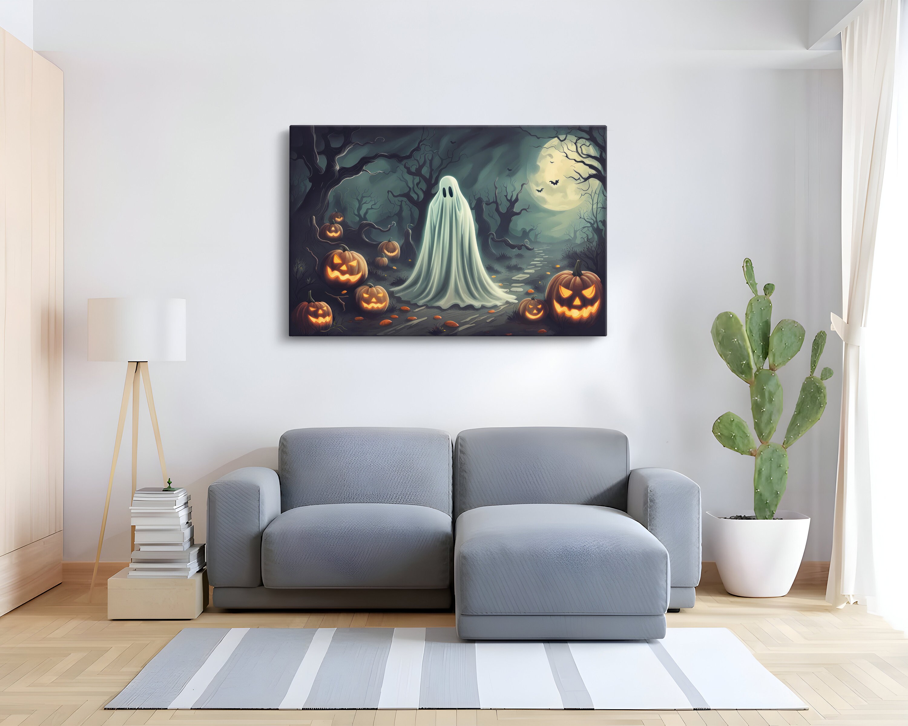 Retro Ghost Canvas Wall Art Print Halloween Decor Gothic - Etsy
