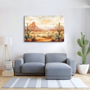 Watercolor Desert Landscape Canvas Wall Art Print, Desert Decor ...