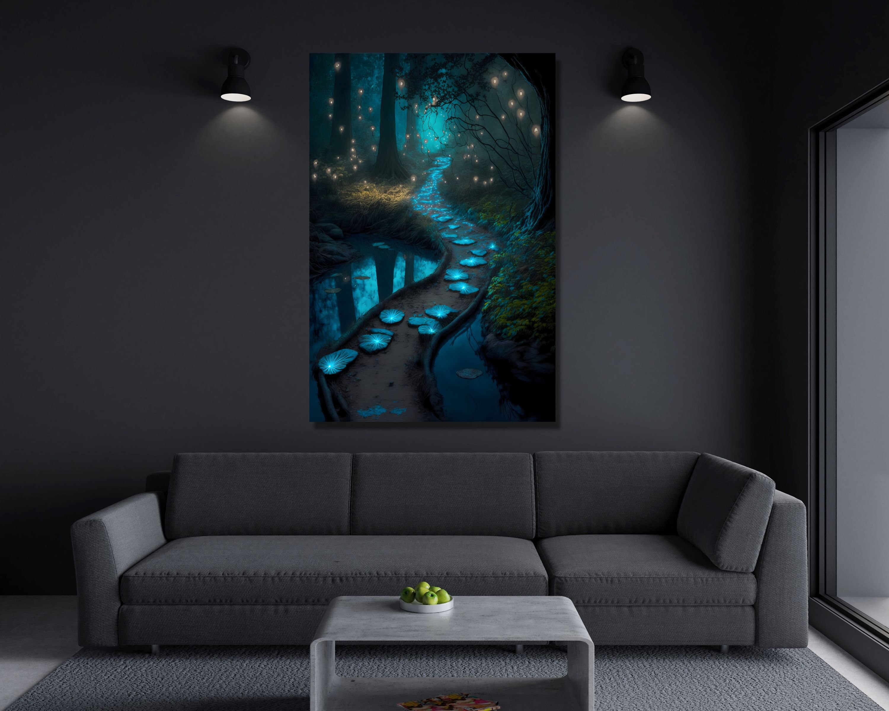 Enchanted Forest Path Canvas Wall Art Print Firefly Forest - Etsy