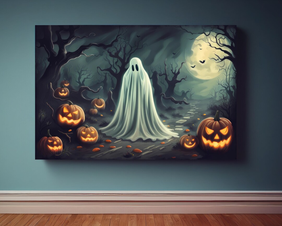 Retro Ghost Canvas Wall Art Print Halloween Decor Gothic - Etsy