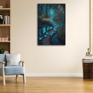 Enchanted Forest Path Canvas Wall Art Print Firefly Forest - Etsy
