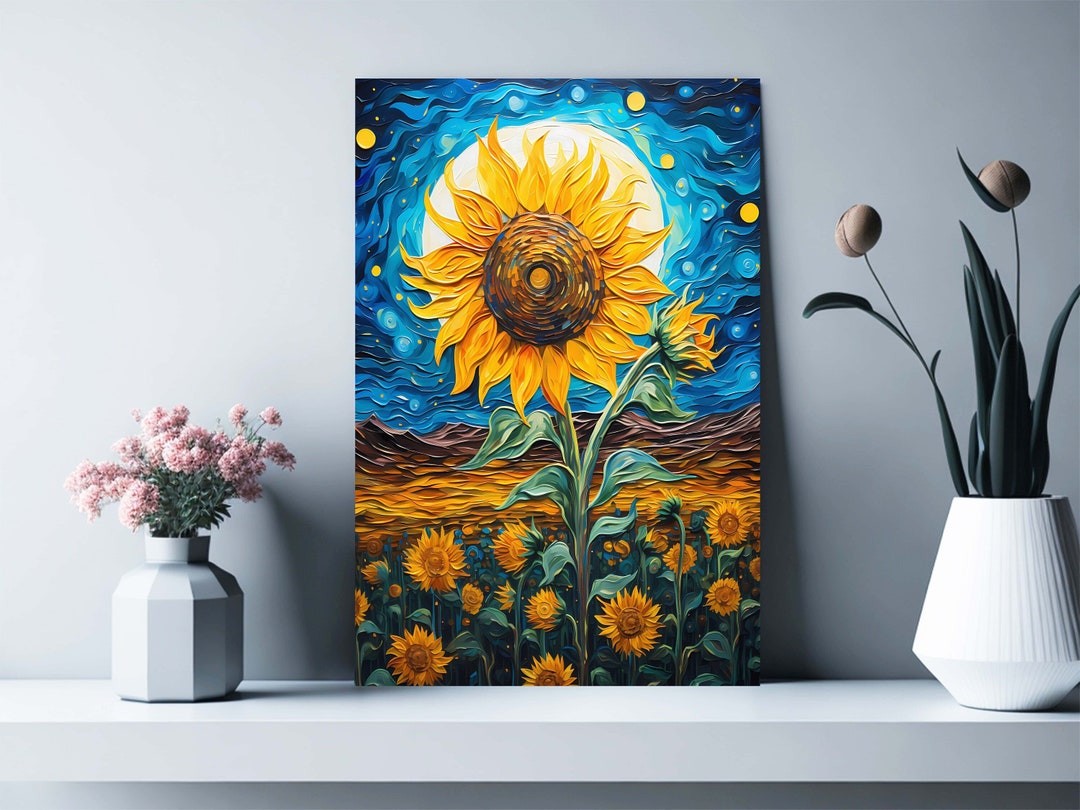 Van Gogh Style Sunflowers Canvas Wall Art Print, Sunflower Decor ...