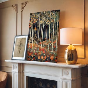 Autumn Forest Canvas Wall Art Print, Gustav Klimt Inspired Nature Print ...