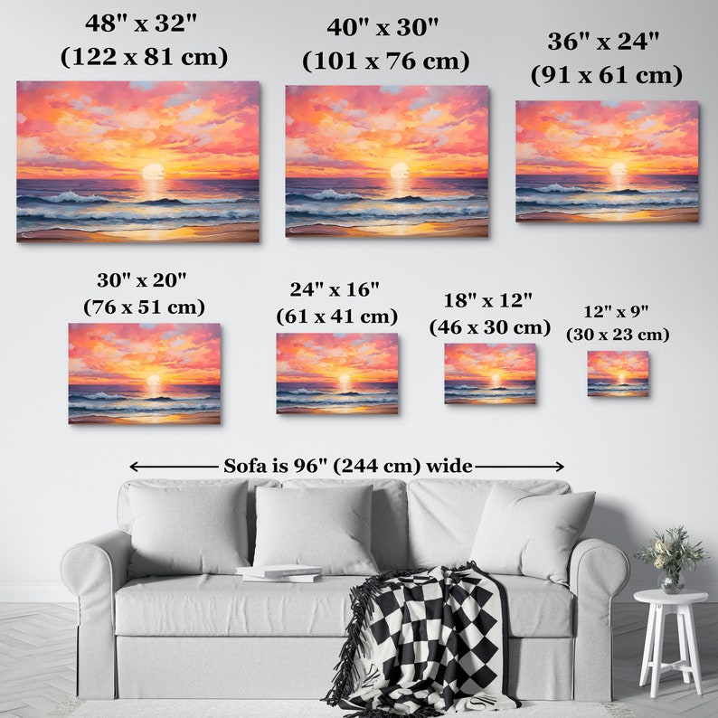 Ocean Sunset Canvas Wall Art Print Ocean Decor Sunset Decor - Etsy