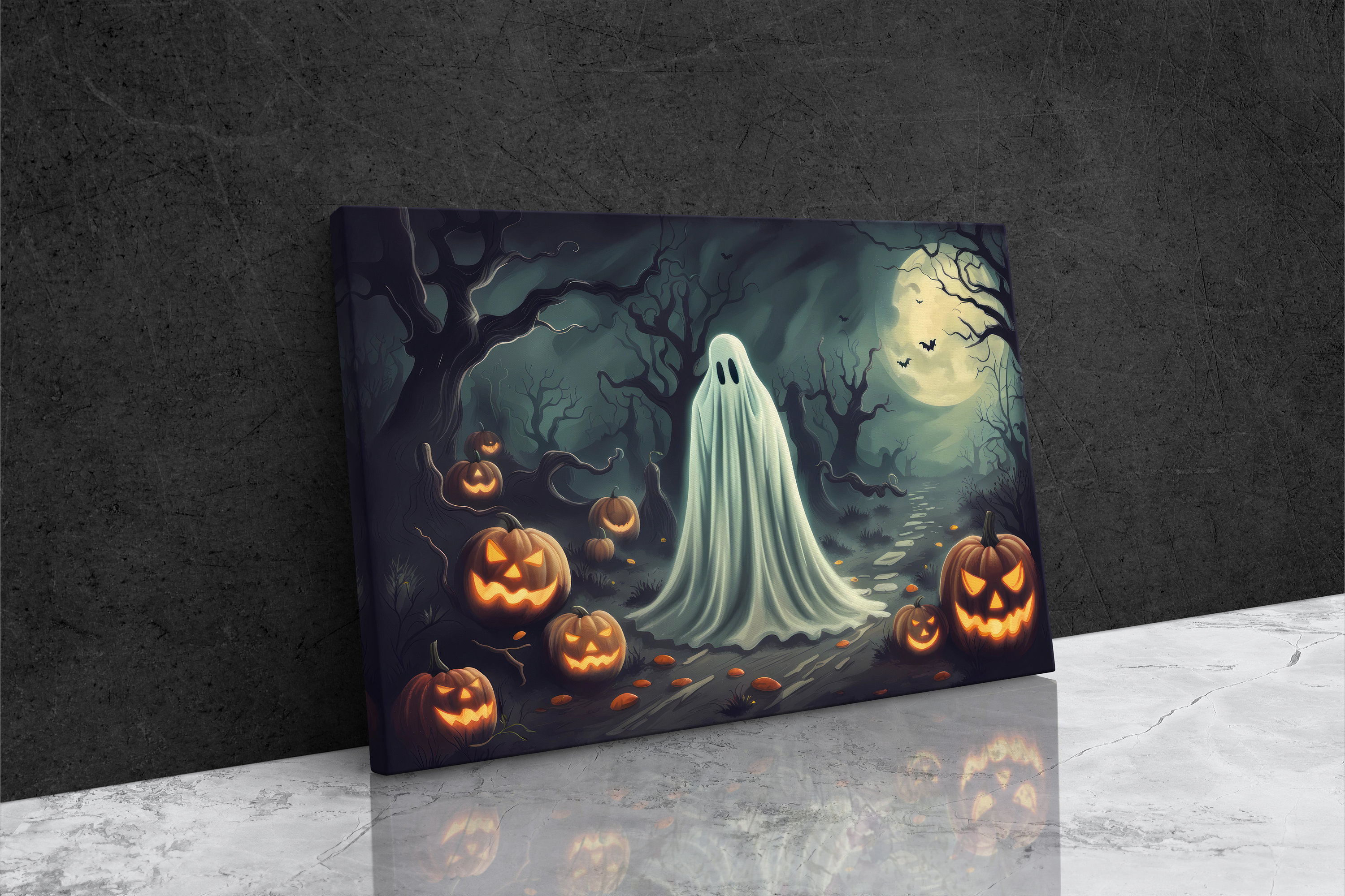 Retro Ghost Canvas Wall Art Print Halloween Decor Gothic - Etsy