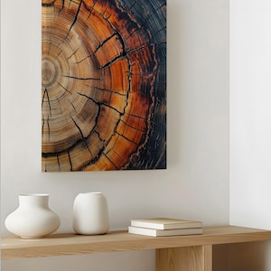 Tree Rings Canvas Wall Art Print, Modern Cabin Decor, Rustic Tree Trunk ...
