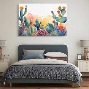 Watercolor Cactus Canvas Wall Art Print, Cactus Decor, Desert Wall Art ...