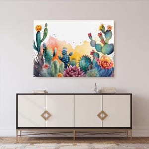 Watercolor Cactus Canvas Wall Art Print, Cactus Decor, Desert Wall Art ...