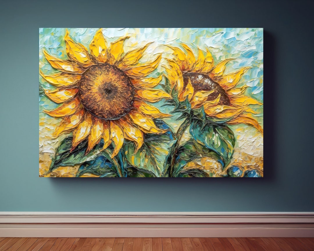 Van Gogh Style Sunflowers Canvas Wall Art Print, Sunflower Decor ...