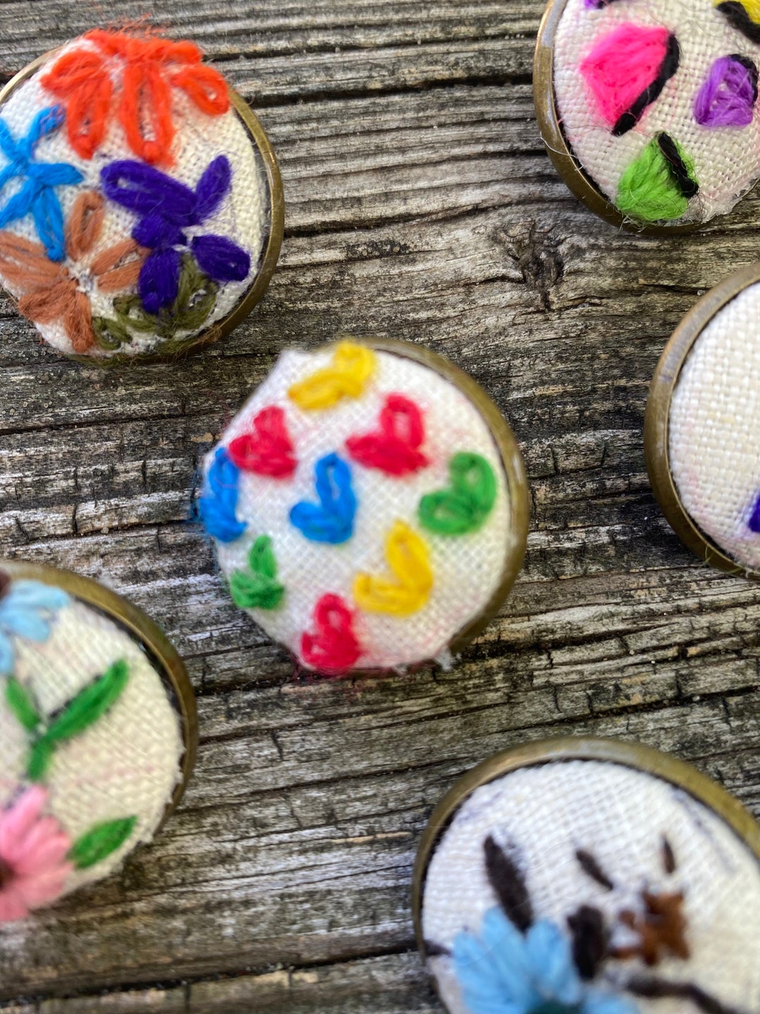Rainbow Hearts Hand Embroidered Pins for Jacket Bag Hat - Etsy