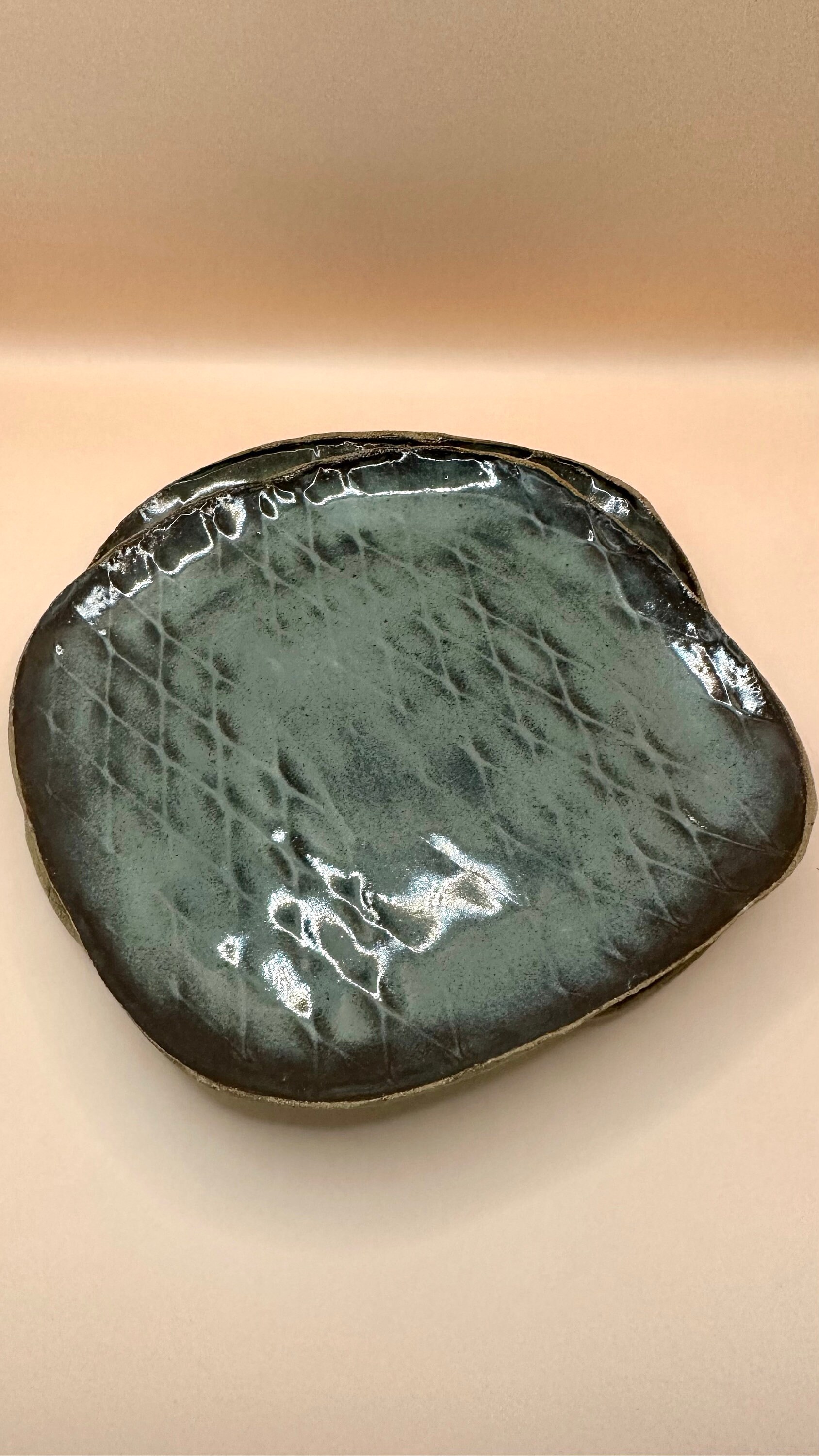 Blue/green Speckled Raw Edged Plates Set of 4 2 Large, 2 Small - Etsy