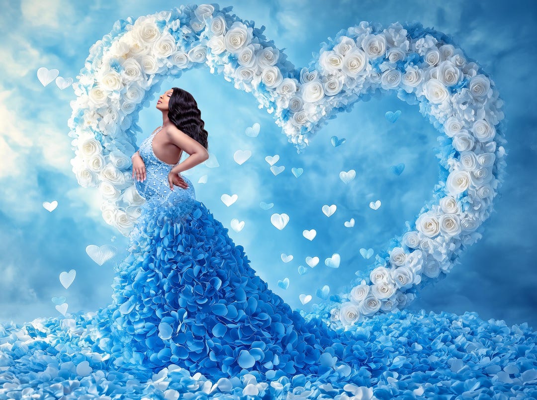 Blue Pink Red Heart Backdrop Background Digital Download Maternity ...