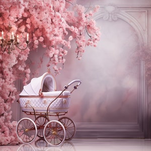 Cherry Blossoms Maternity Backdrop Overlay, Fine Art Textures, White Pram Backdrop, Studio ...