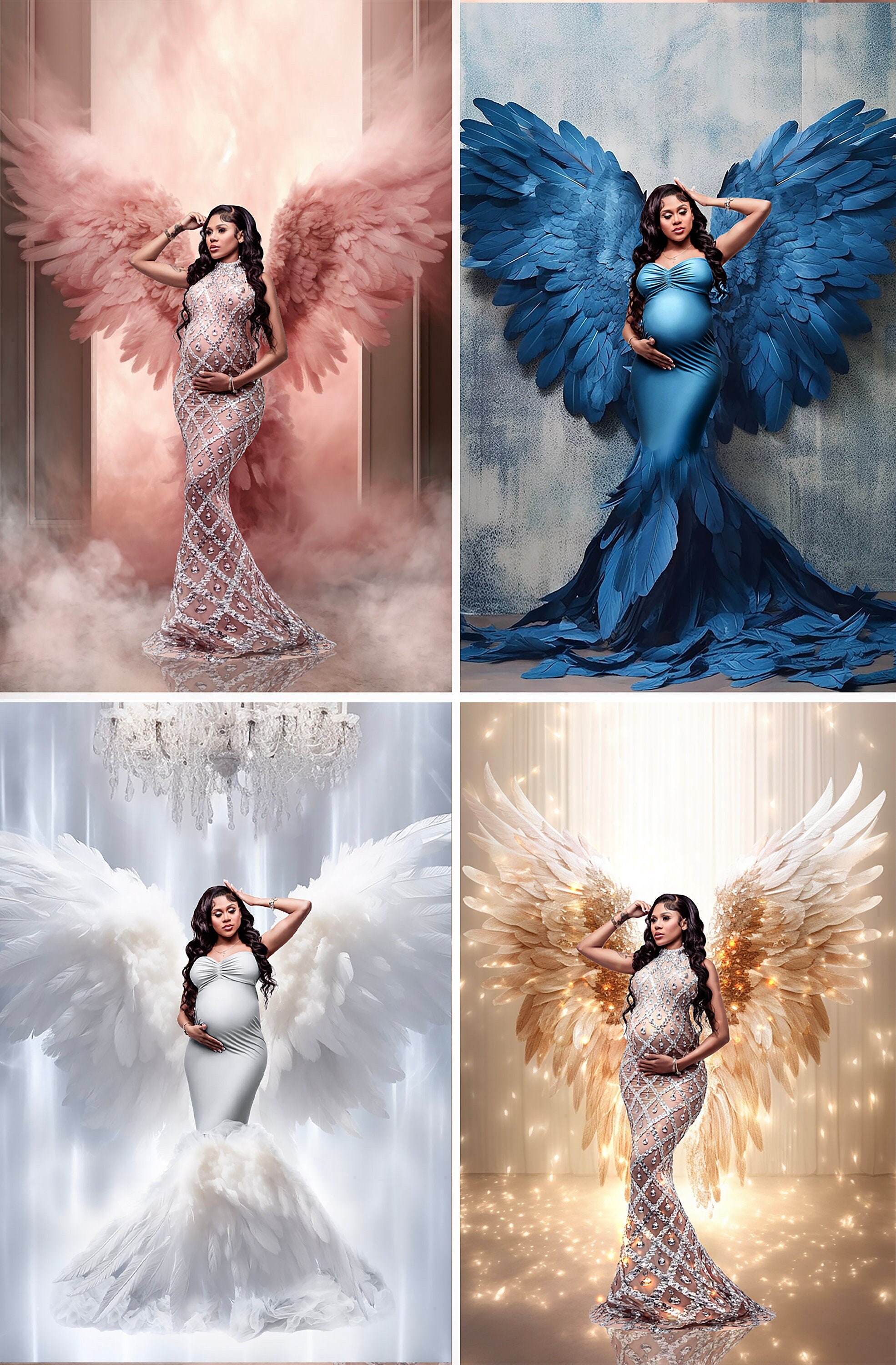 Set of 4 Angel Wings Digital Backdrops Prop Digital Backgrounds ...