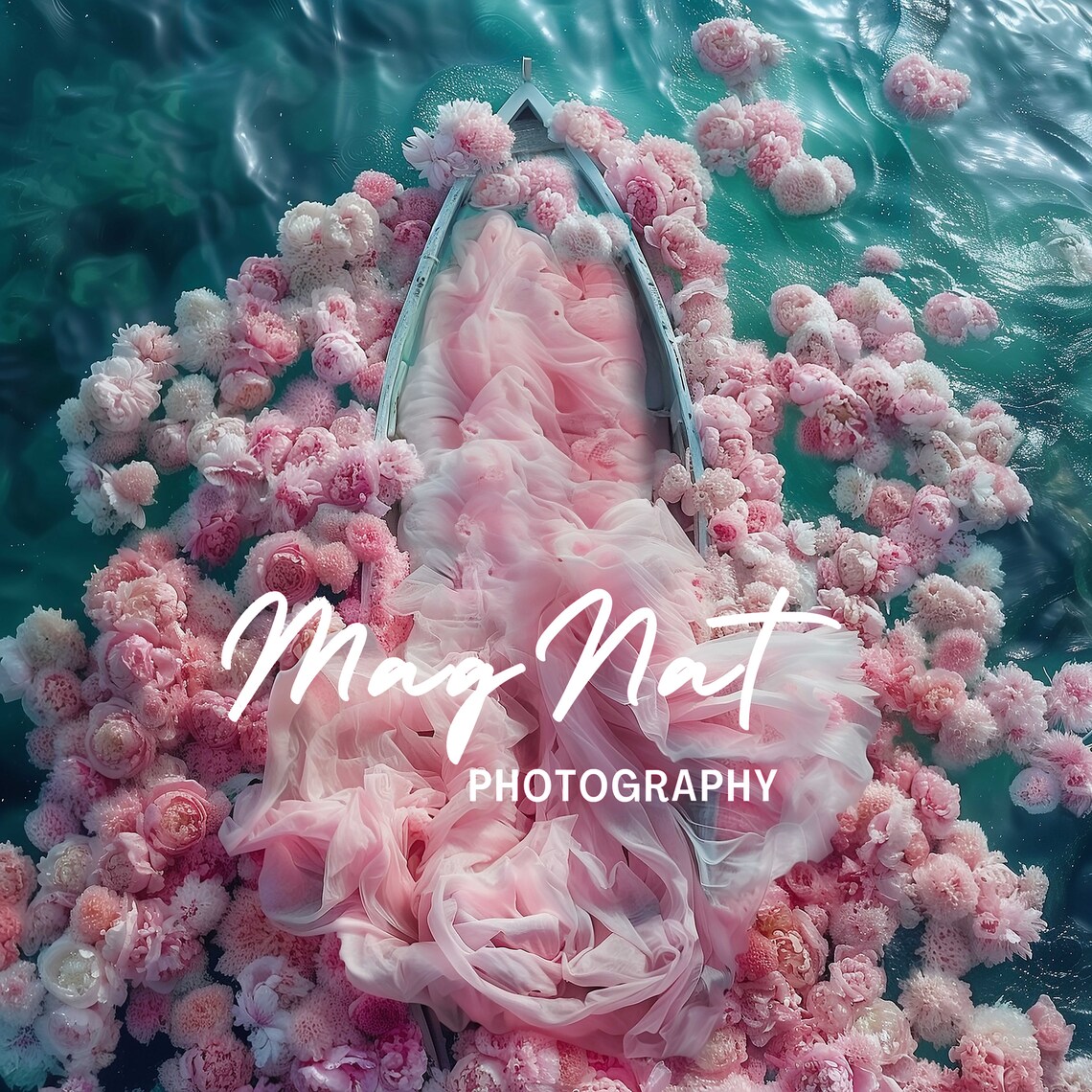 Floral Peonies Boat Maternity Digital Backdrop Overlay (AI Created ...