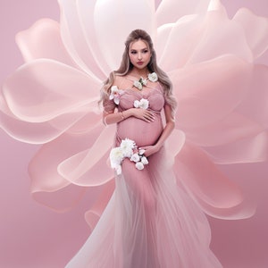 Set of 50 Fine Art Pink Flower as a Dress Digital Backdrops Maternity ...