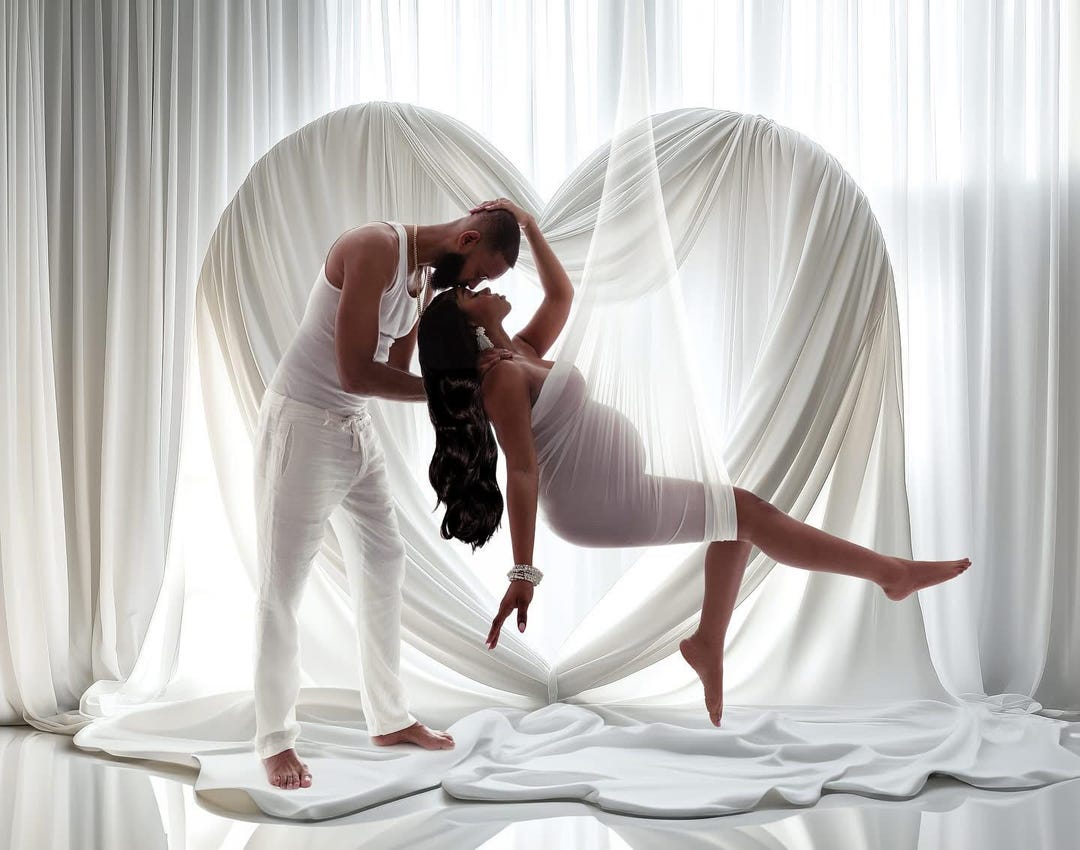 Heart Curtains Decor Levitation Pose Digital Backdrops Maternity ...