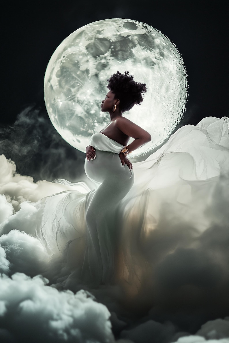 Moon & Smoke Digital Maternity Backdrop Set (2 Textures) - Etsy