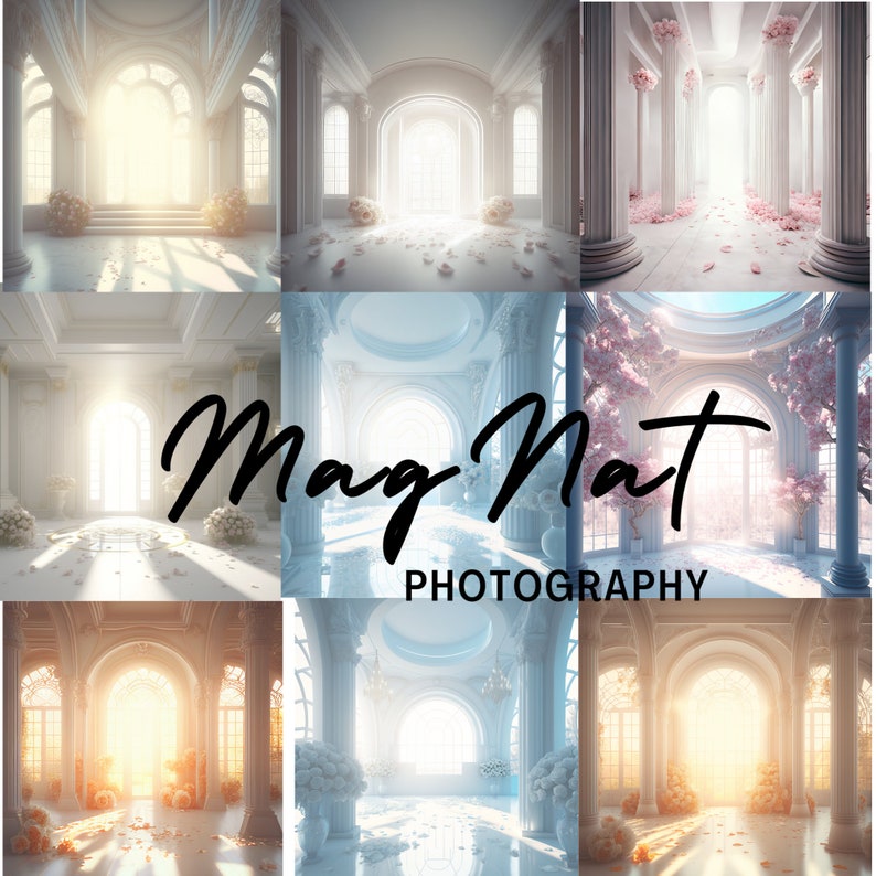 12 Backlit White Floral Digital Backdrops Whimsical - Etsy