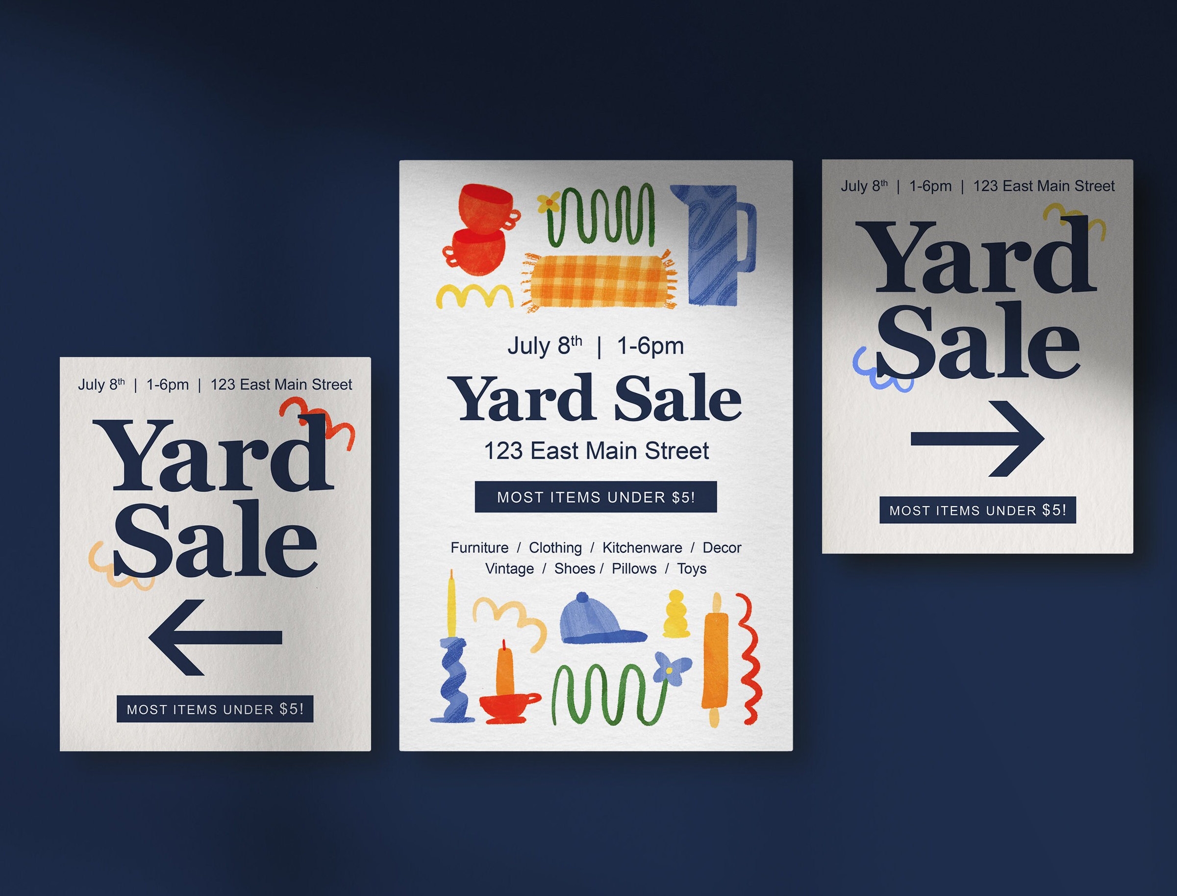 Modern Yard Sale Signage Bundle, Instant Download, Editable Templates ...