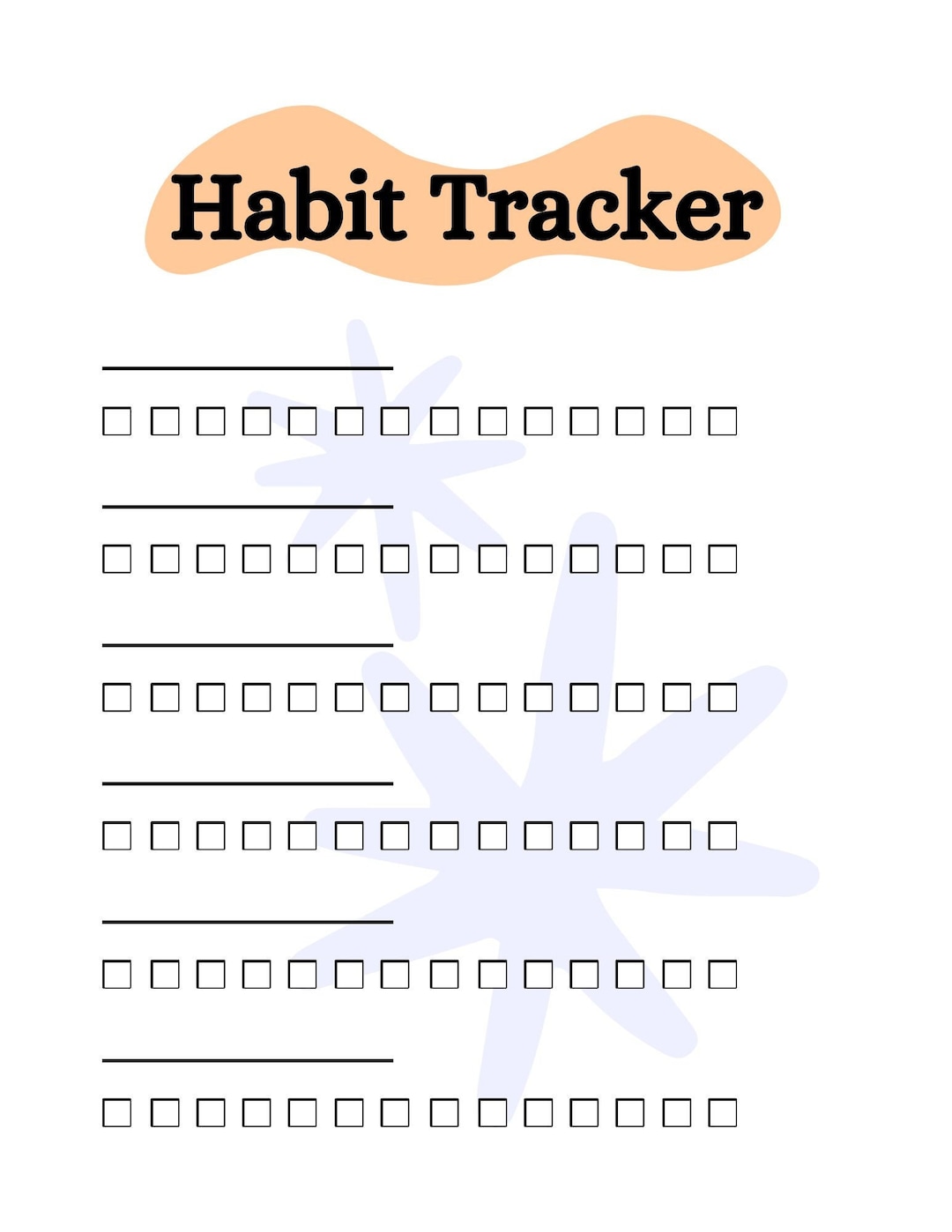 Printable Blank Habit Tracker - Etsy