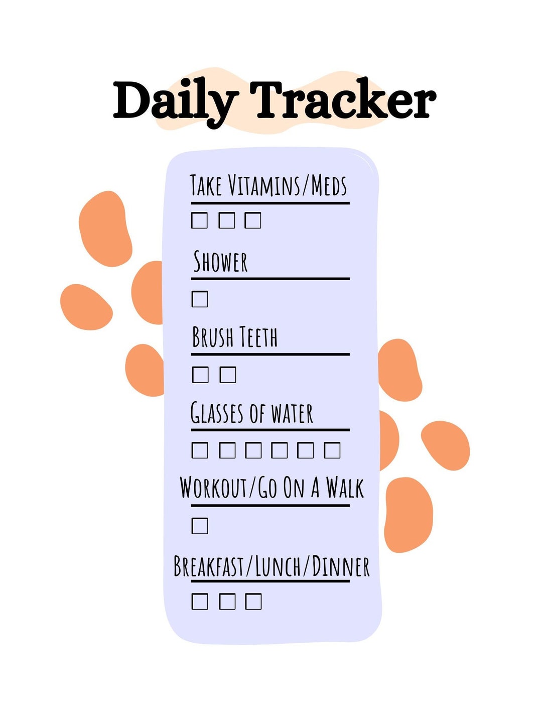 Printable Black Daily Tracker - Etsy